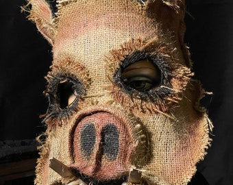 Scary Pig Horror Mask Adult Halloween Boar Costume Handmade Custom ...