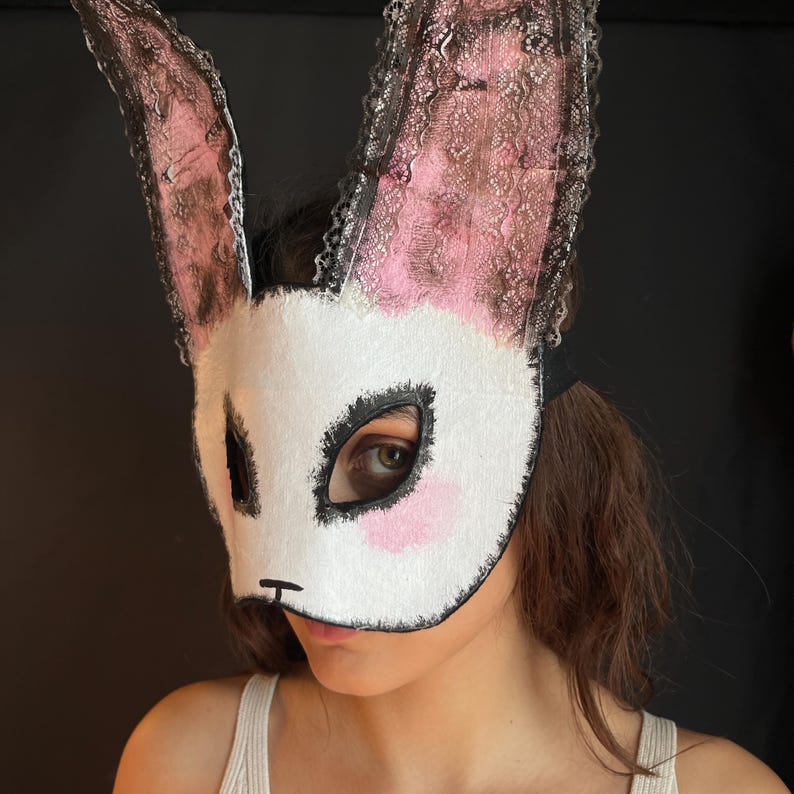 White Rabbit Masquerade Mask - Adult Halloween Mask - Bunny Costume ...