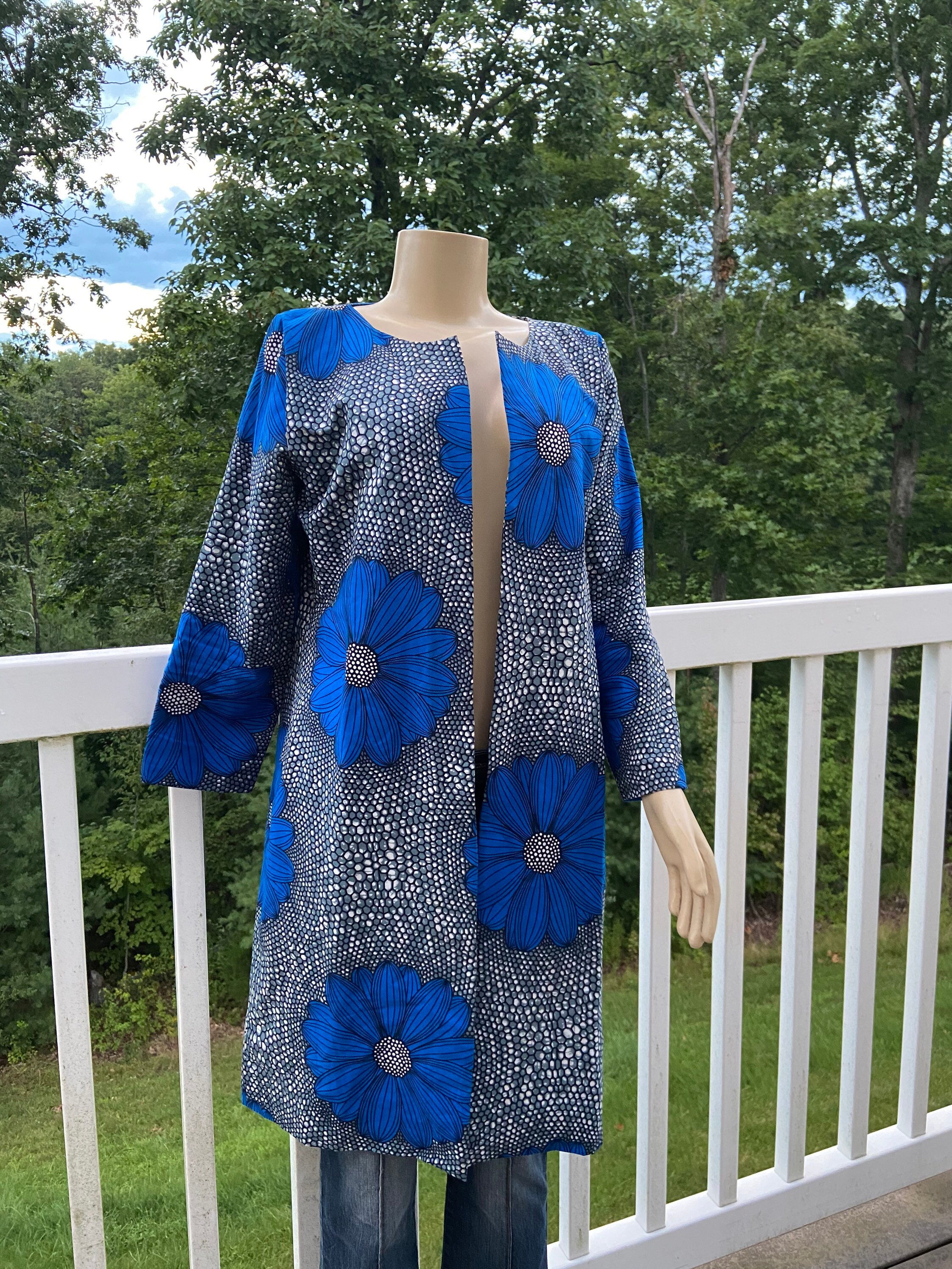 Blue Chitenge Coat Blazer Jacket African Fabric | Etsy