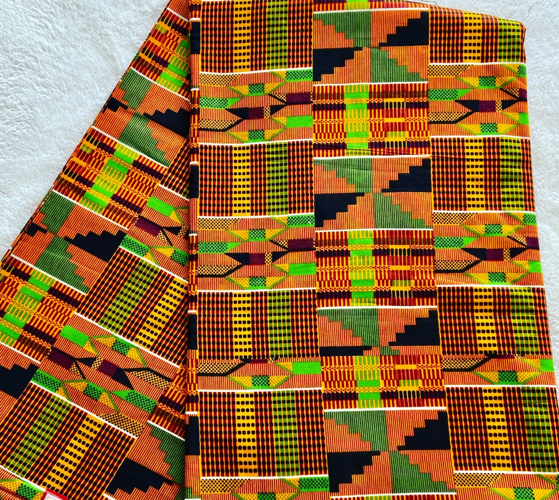 African Fabric orange Kente Fabric Kente Soft Sold per - Etsy