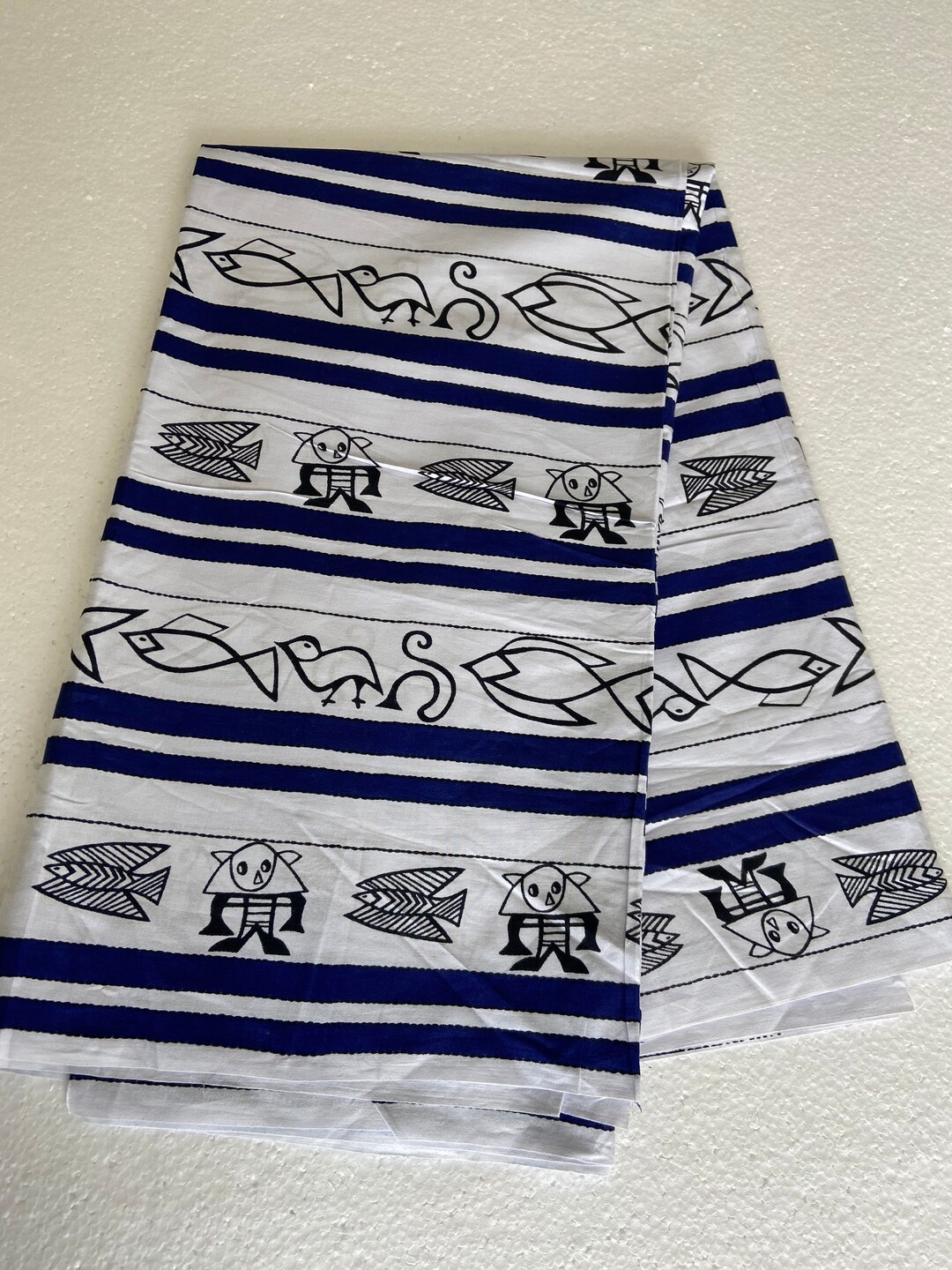 Blue and White African Fabric | Chitenge Wrap| Multiple Use Fabric| 100 ...