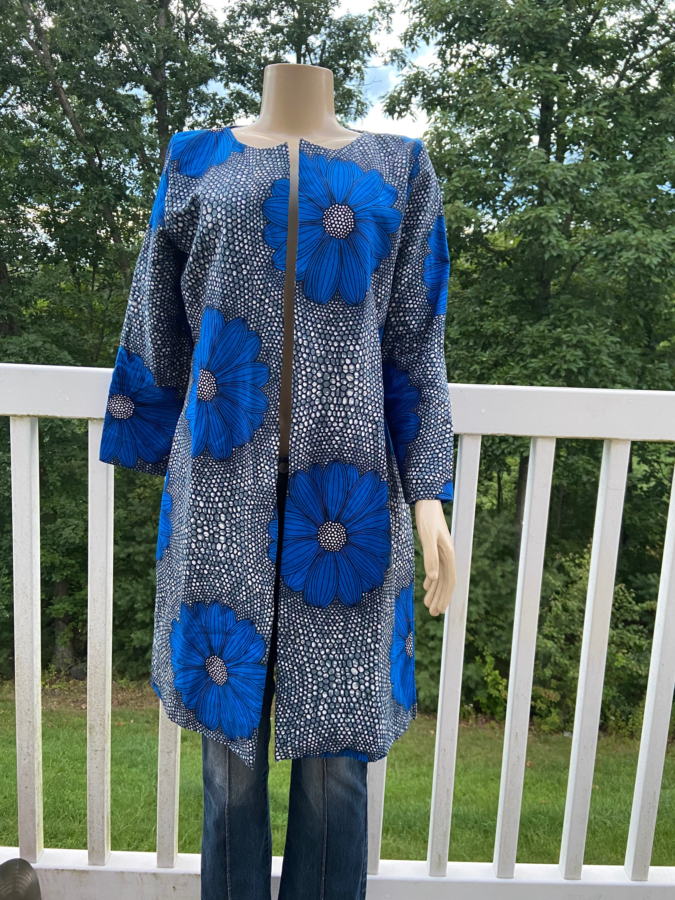 Blue Chitenge Coat Blazer Jacket African Fabric | Etsy