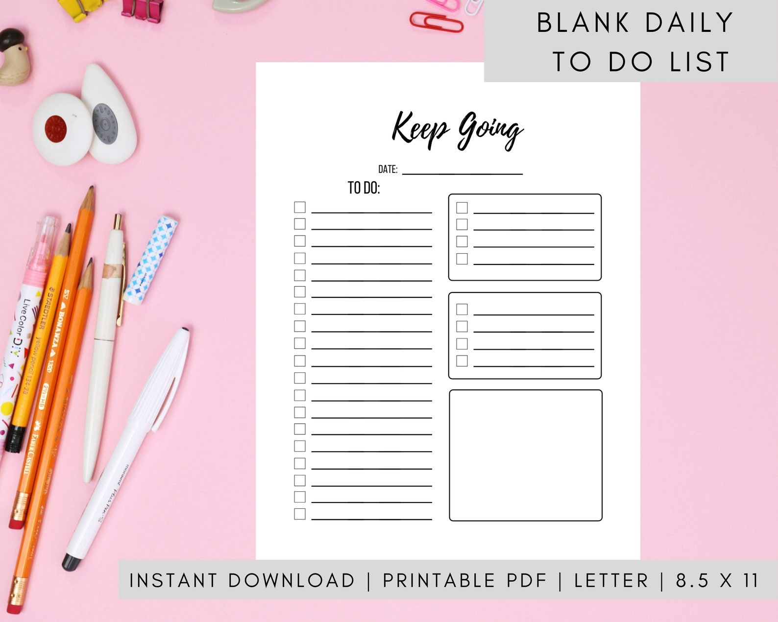 Blank Daily To Do List Printable To Do List Planner Etsy