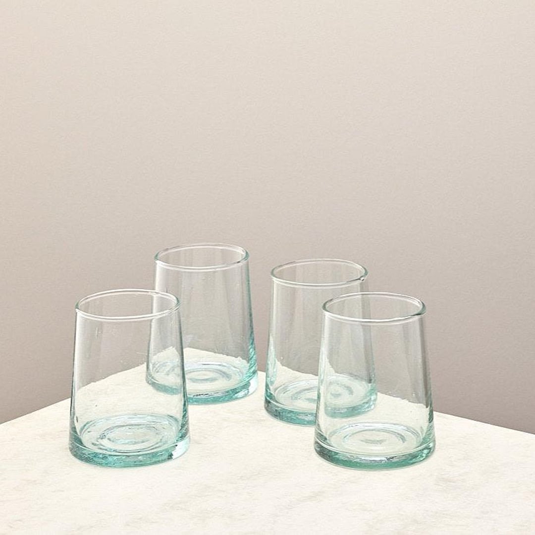 Tumbler Set - Handmade Recycled Glass - Set of 4 - 235ml Glasses - Etsy