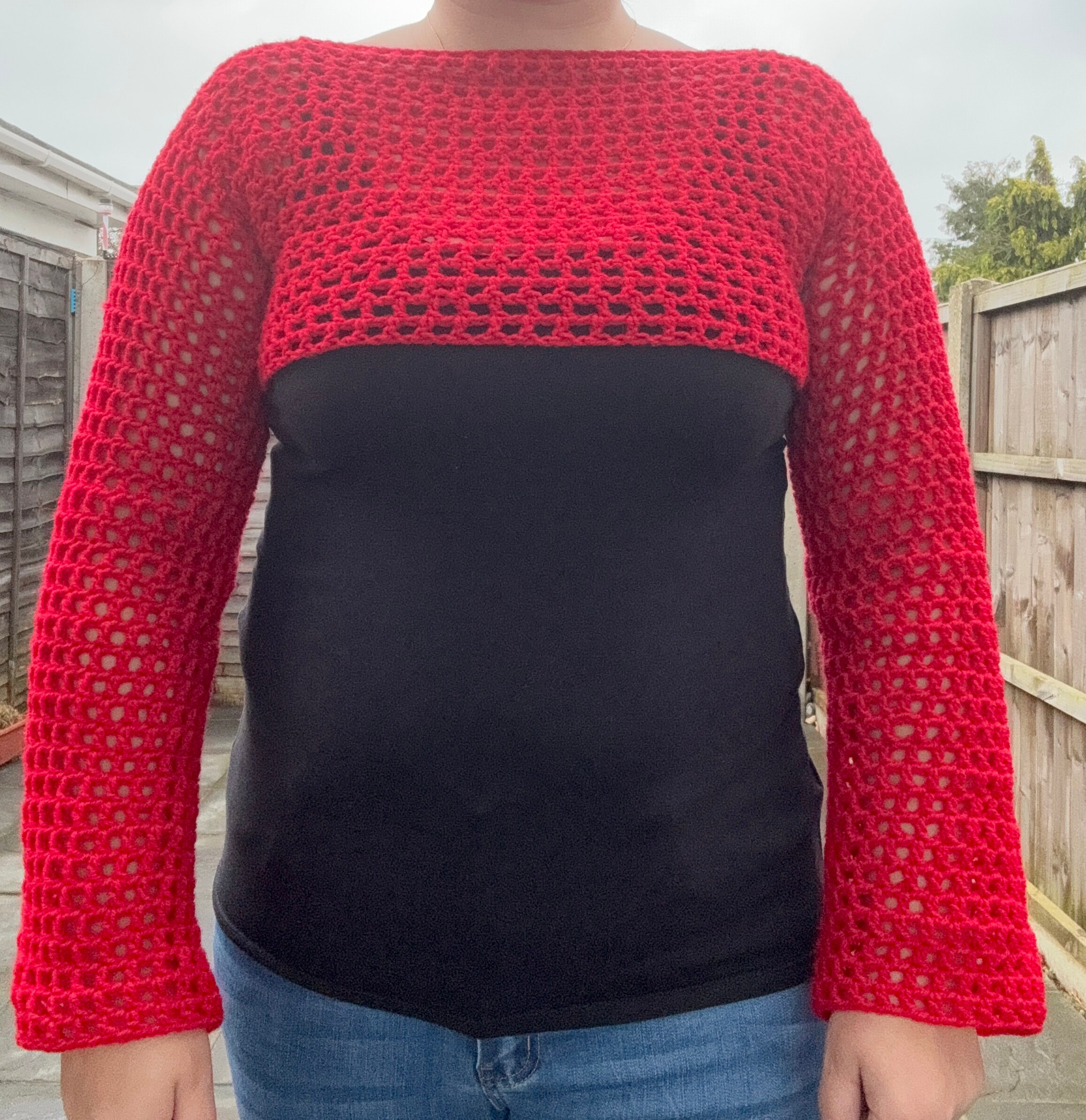 Crochet Shrug, Crochet Mesh Shrug/sleeves, Red Mesh Shrug, Crochet ...
