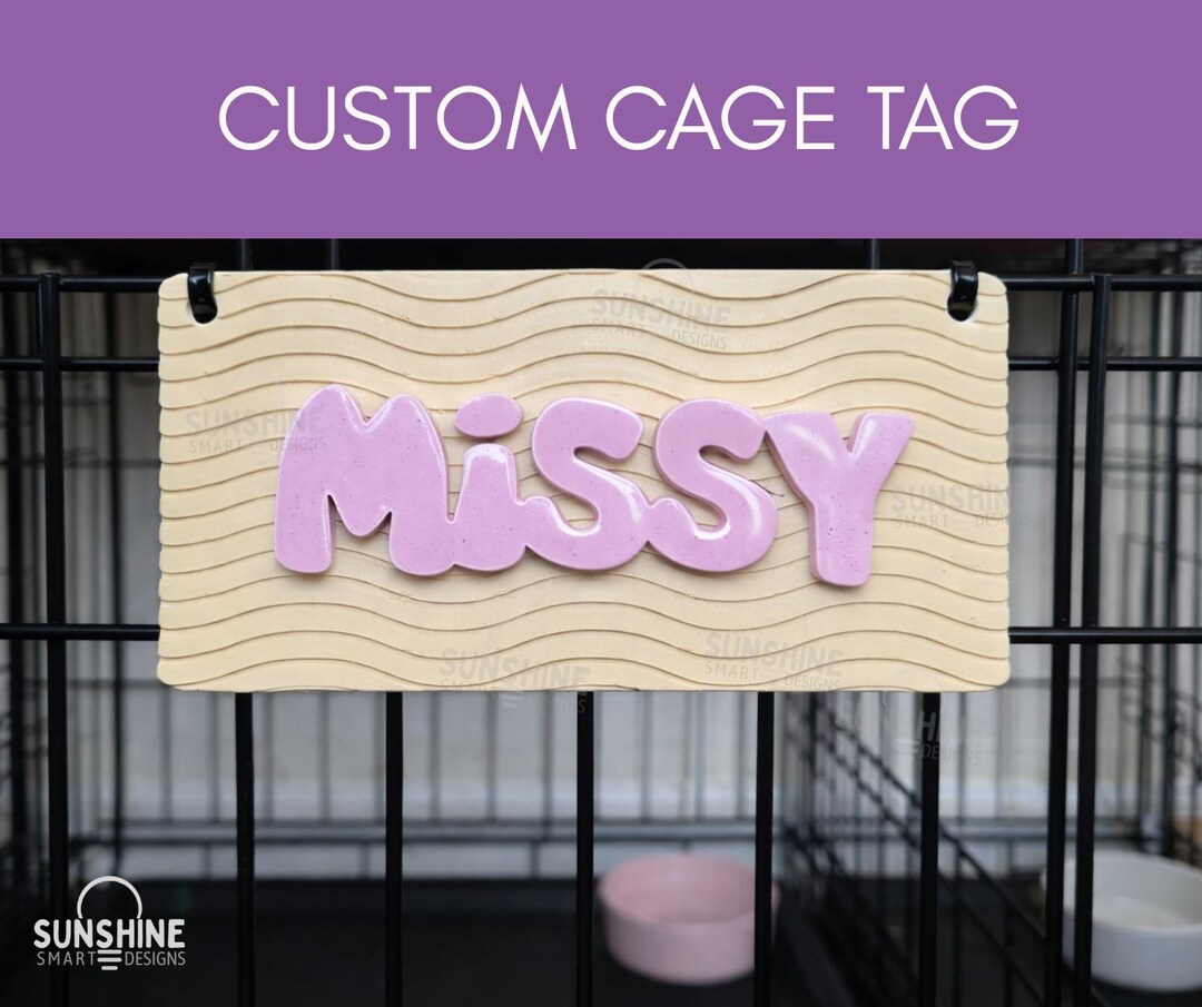 Custom Pet Cage Name Tag for Dogs, Guinea Pigs, Rabbits, Birds ...