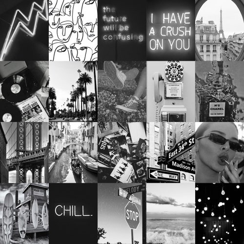Personalized Wall Collage Kit Preset Blue Gray Aesthetic Etsy