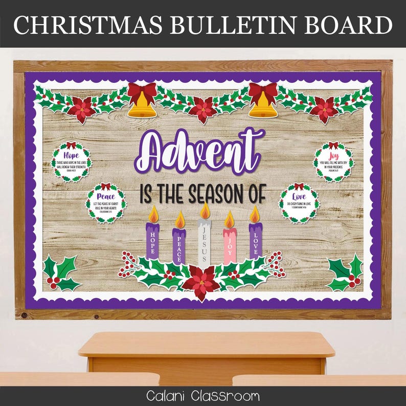 Christmas Bulletin Board Kit I Advent Candle Catholic School & Church ...