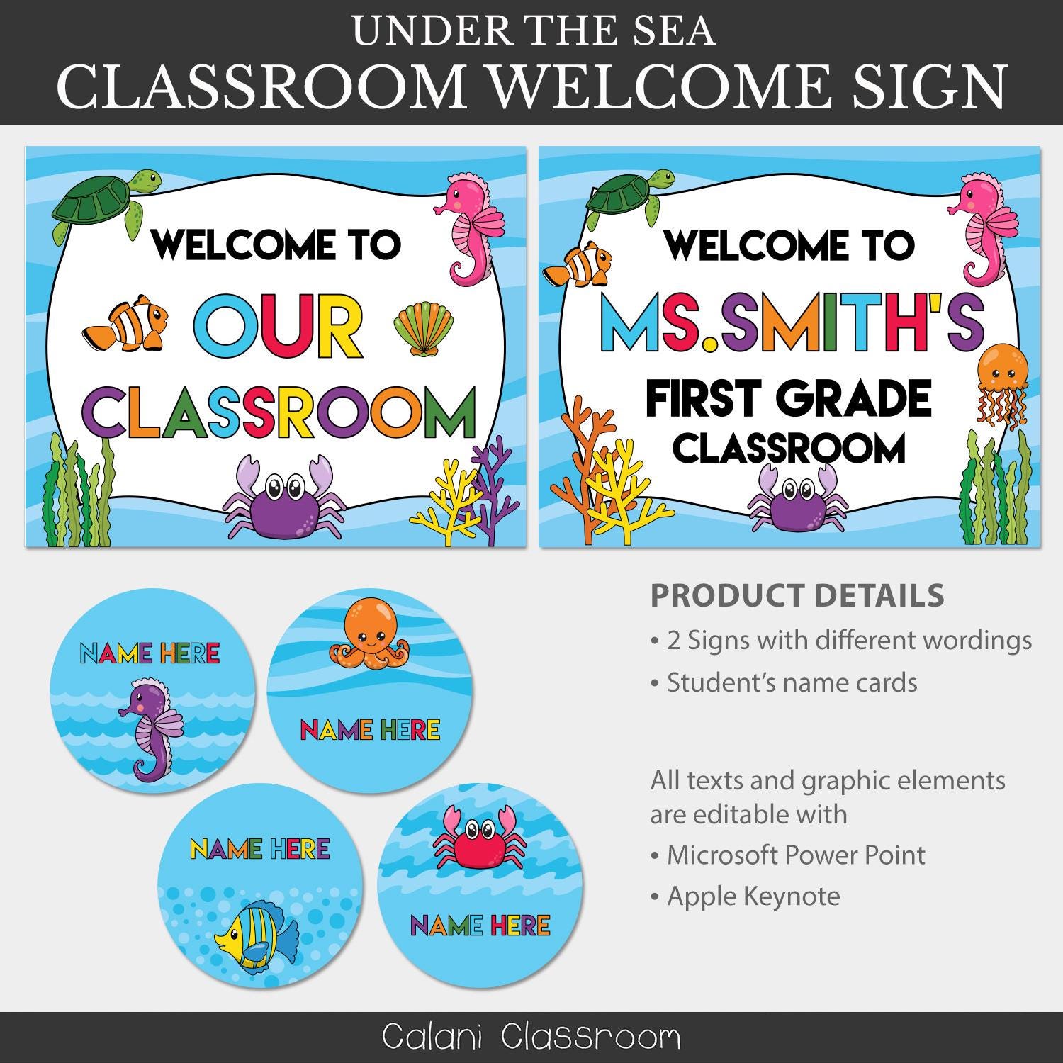 Classroom Welcome Sign, Ocean Classroom Door Sign, Welcome to Our ...