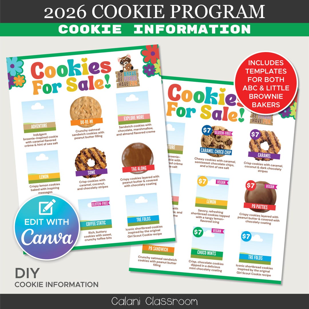 2026 Cookie Booth Menu, DIY Editable Cookie Marketing Kit for Scout ...