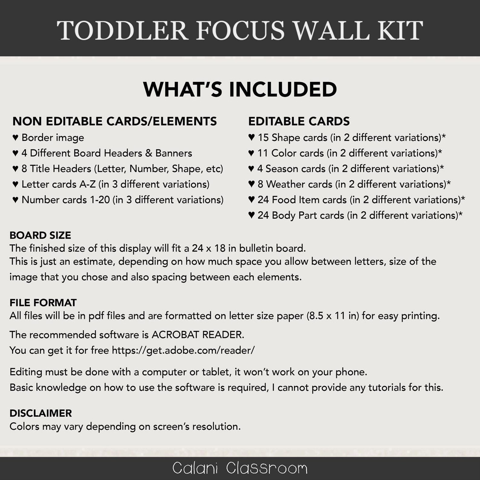 Toddler Focus Wall Template, Toddler Learning Wall, Classroom Circle ...