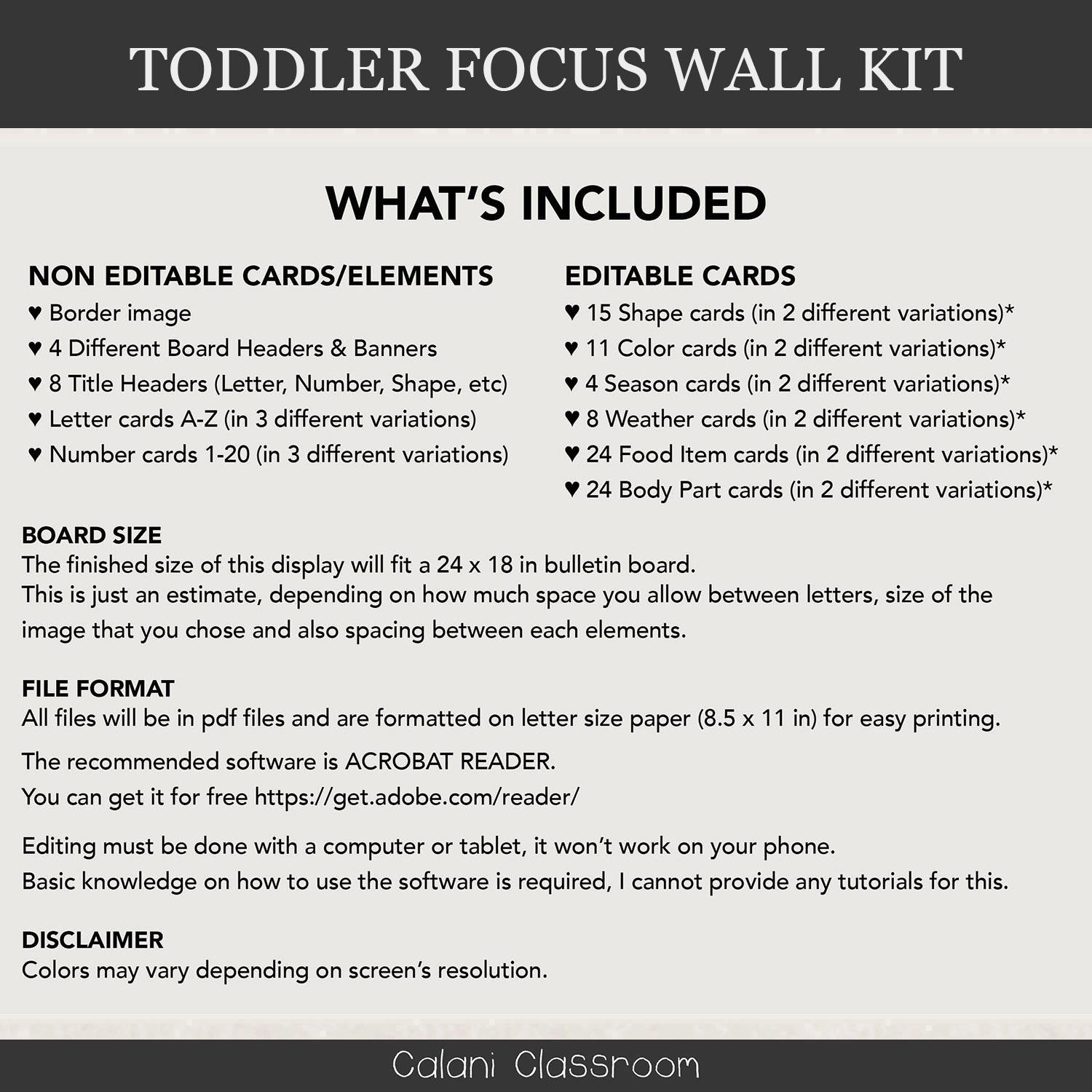 Toddler Focus Wall Template, Toddler Learning Wall, Classroom Circle ...