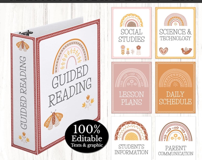 Neutral Boho Rainbow Binder Covers [editable] - Etsy Canada