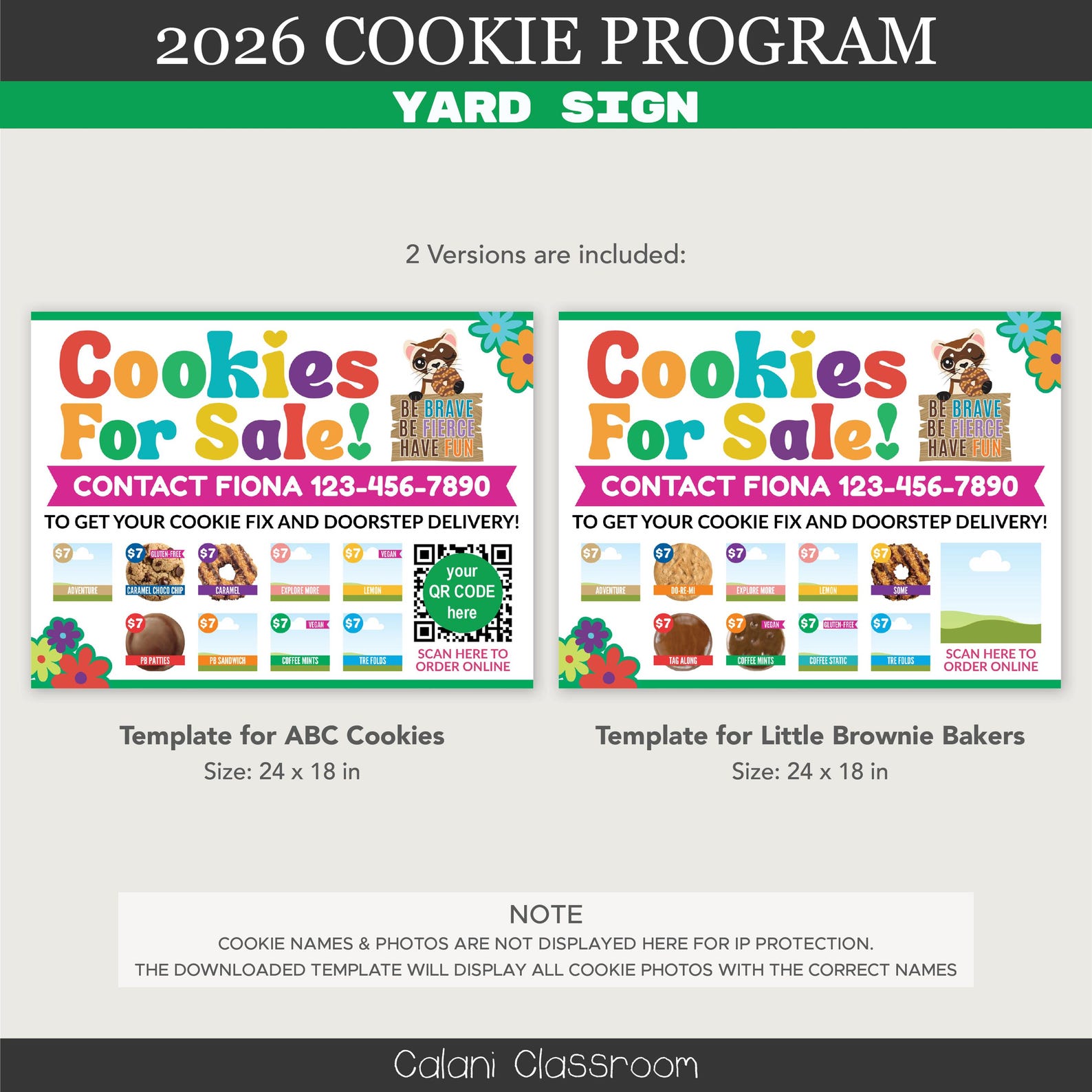2026 Cookie Yard Sign With QR Code , DIY Editable Cookie Marketing Kit ...