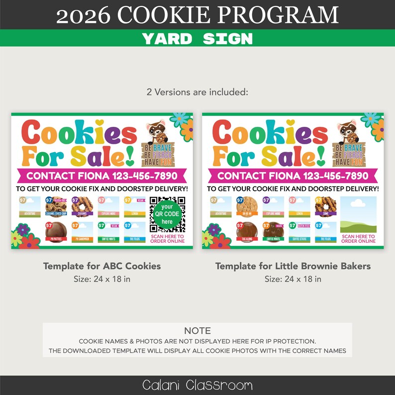 2026 Cookie Yard Sign With QR Code , DIY Editable Cookie Marketing Kit ...