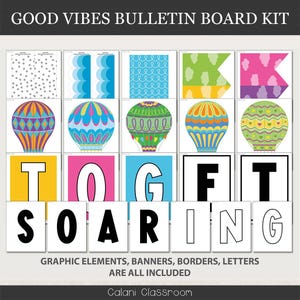 We Lift Each Other up Bulletin Board Kit, Hot Air Balloons Classroom ...