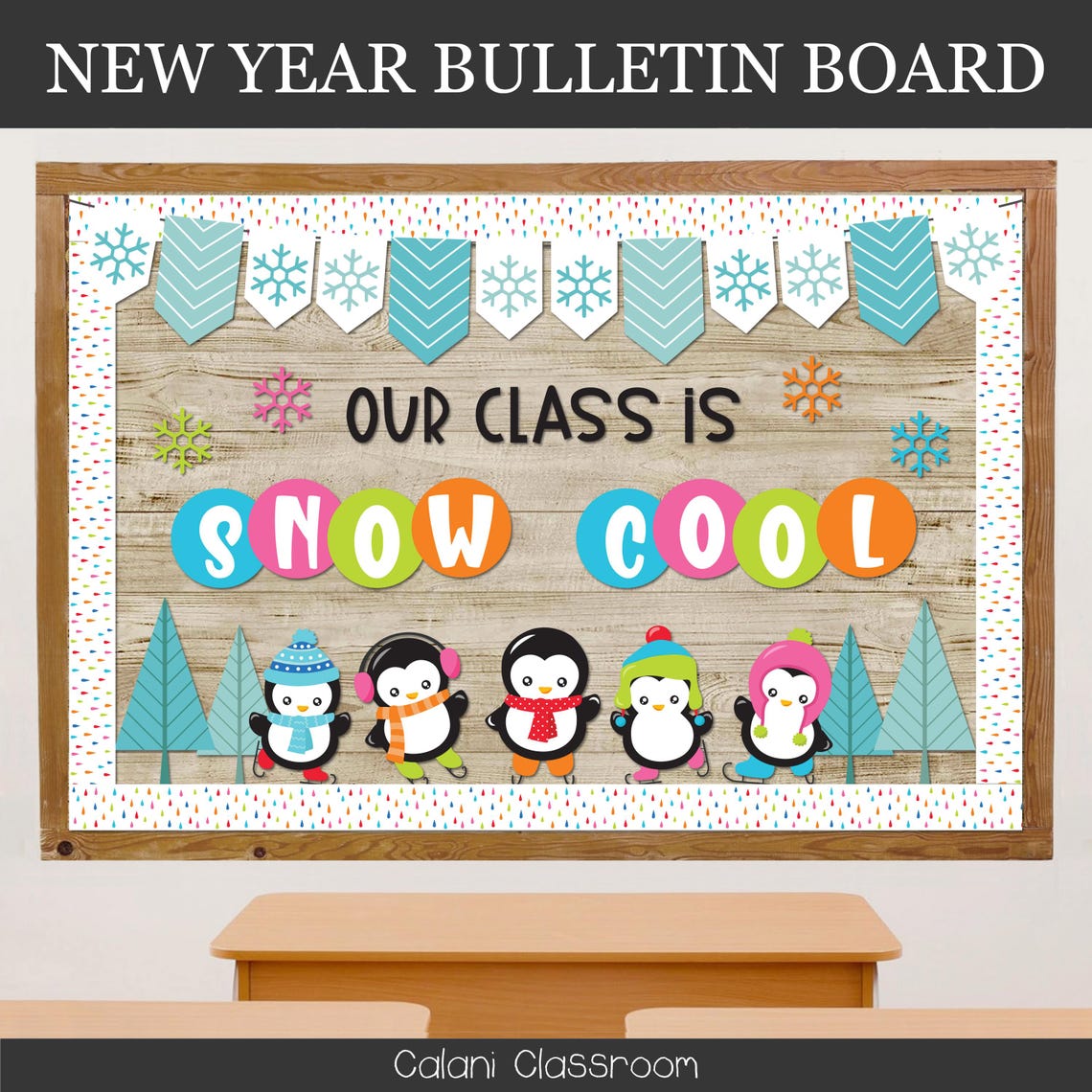 New Year Bulletin Board Kit in Skating Penguins Theme (digital Download ...