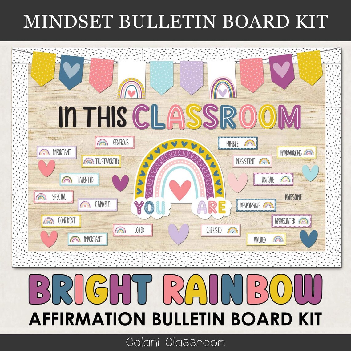 Positive Affirmation Bulletin Board, Classroom Door Decor, Bright Boho ...