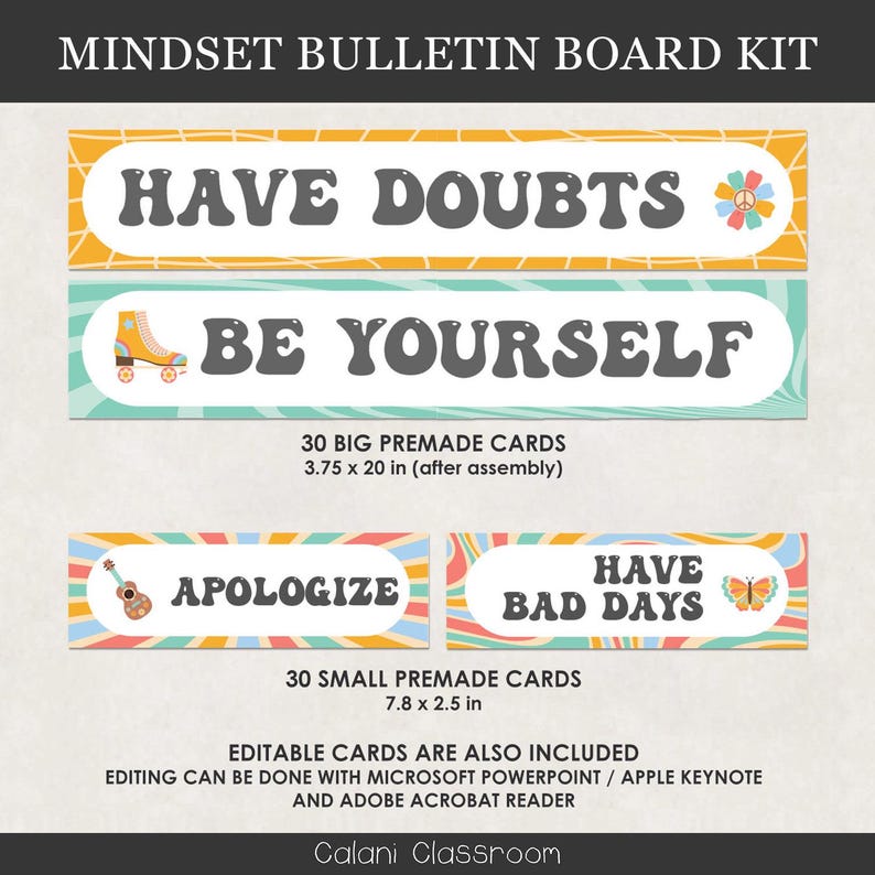 Mindset Bulletin Board Kit, Classroom Door Decor, Social Emotional ...