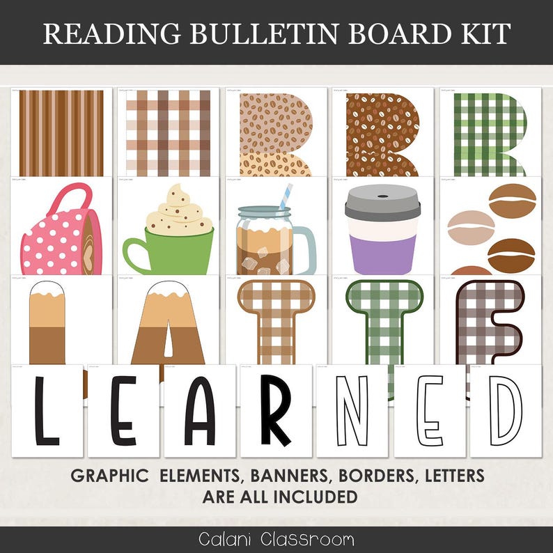 Reading Bulletin Board Kit, Classroom Bulletin Board, Coffee Lover ...