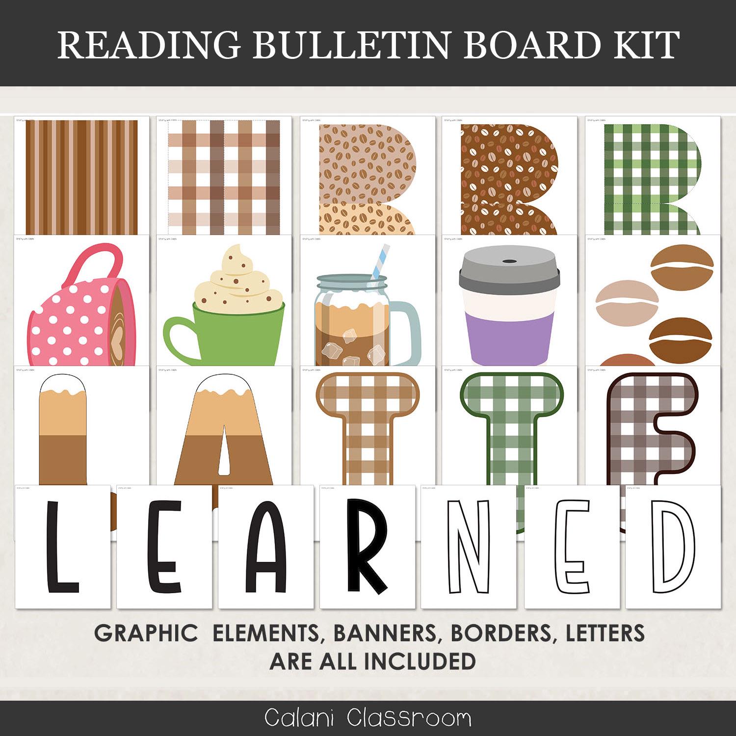 Reading Bulletin Board Kit, Classroom Bulletin Board, Coffee Lover ...