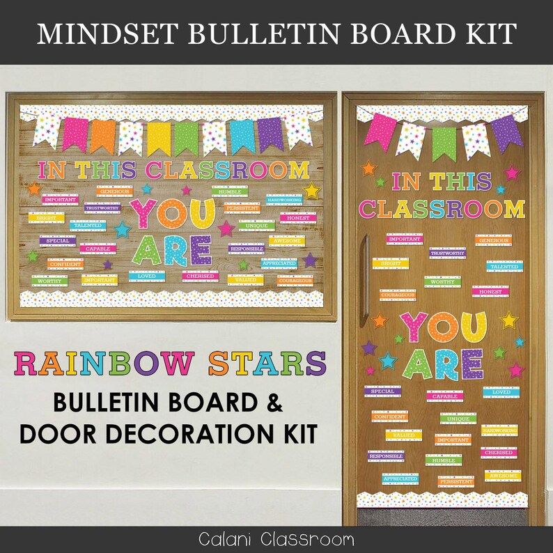 Positive Affirmation Bulletin Board, Classroom Door Decor, Rainbow ...