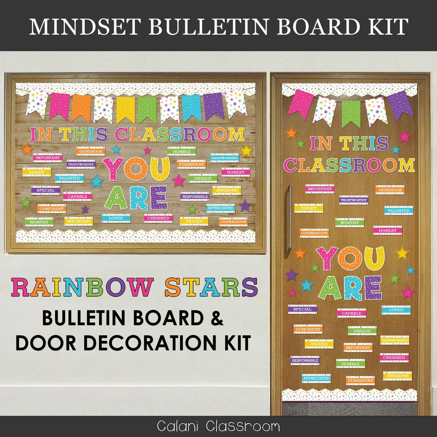 Positive Affirmation Bulletin Board, Classroom Door Decor, Rainbow ...