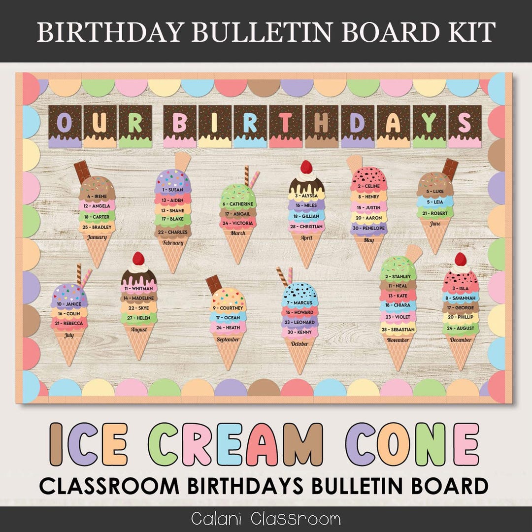 Birthday Bulletin Board for Classroom Decor in Ice Cream Theme ...
