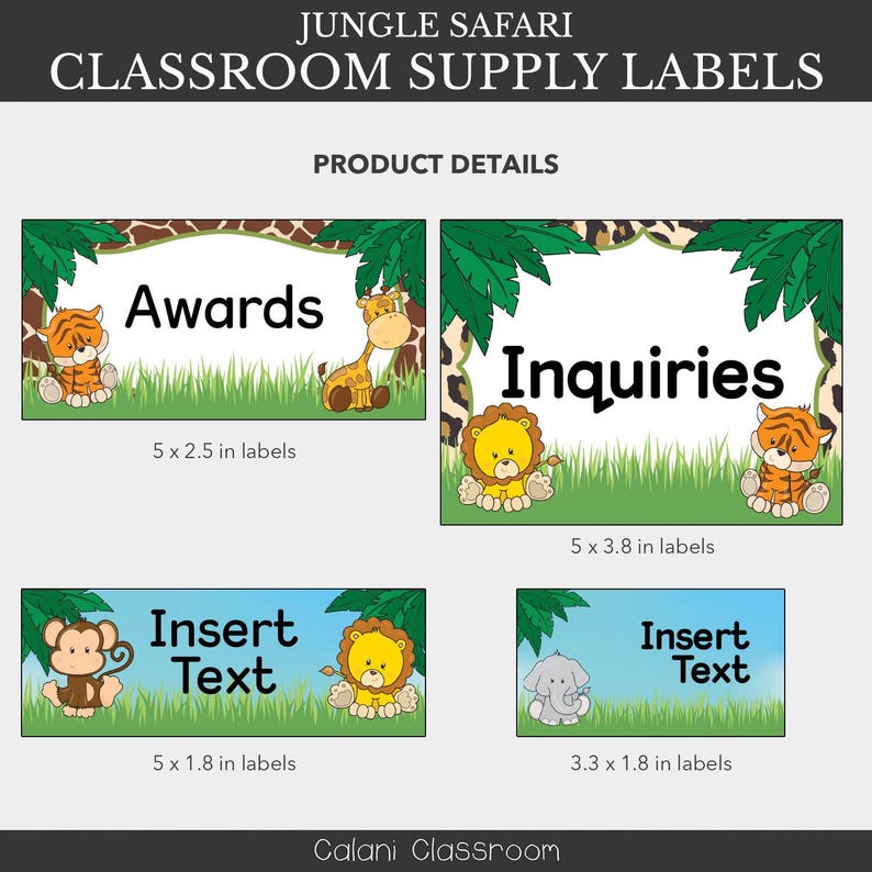 Classroom Supply Label, Jungle Safari Classroom, Editable Classroom ...