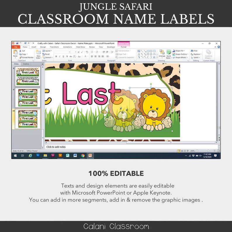 Classroom Name Plate Label, Jungle Safari Classroom, Jungle Name Label ...