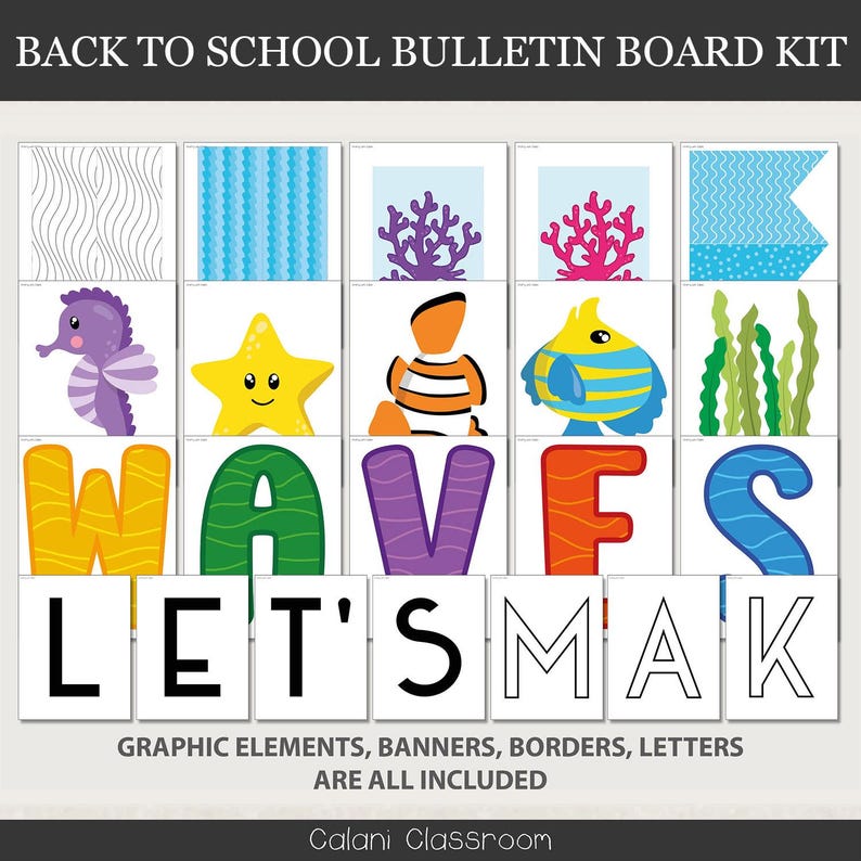Ocean Bulletin Board Kit, Sea Classroom Door Decor, Ocean Classroom ...