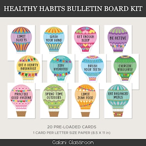 Healthy Habits Bulletin Board - Hot Air Balloons Health Board Nurse ...
