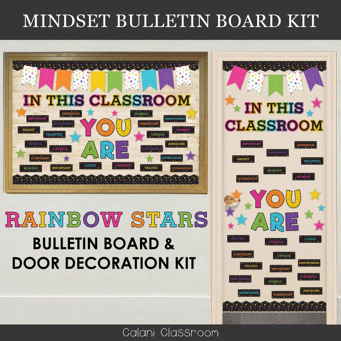 Positive Affirmation Bulletin Board, Classroom Door Decor, Rainbow ...
