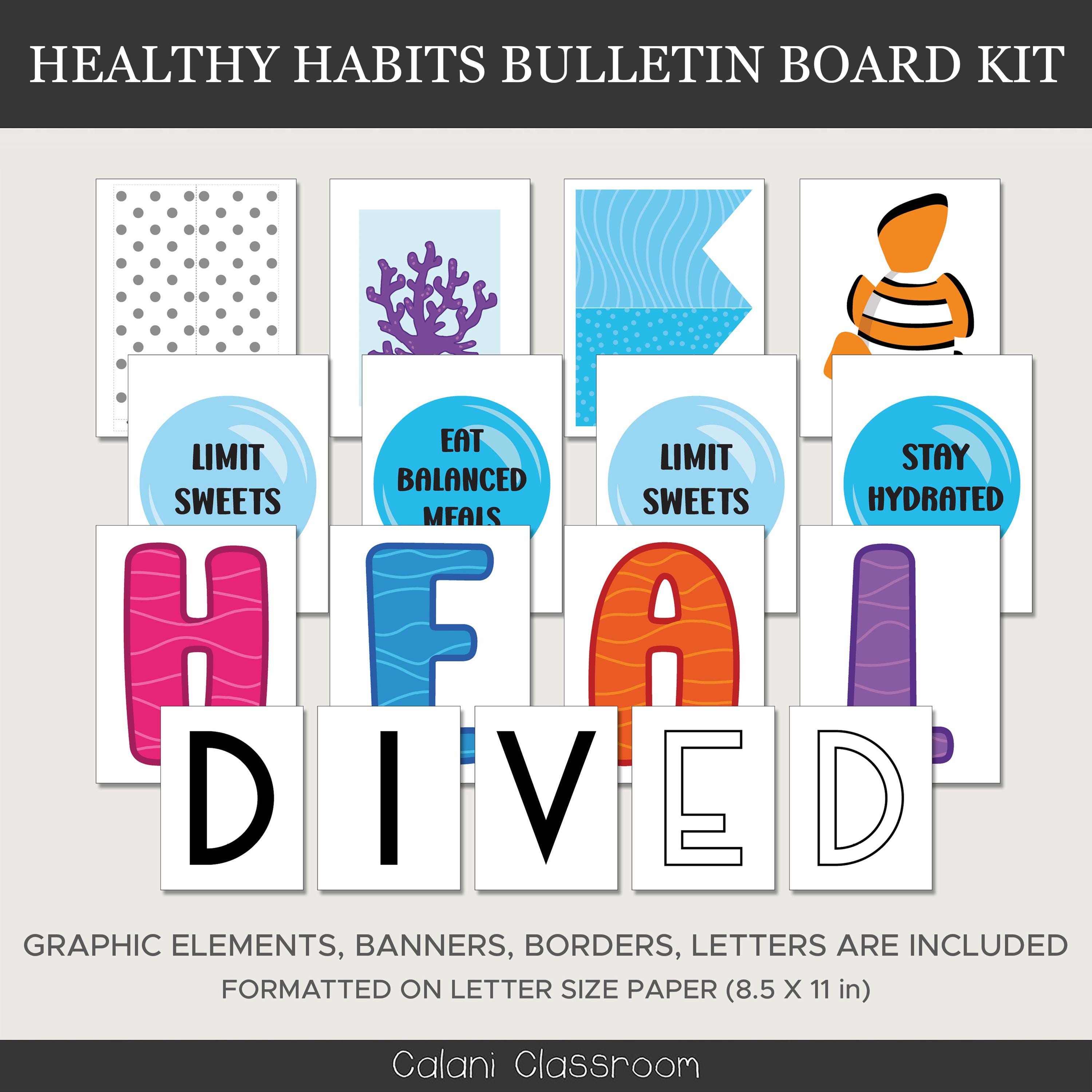 Healthy Habits Bulletin Board Kit, Healthy Habits School, Classroom ...