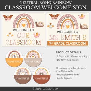 Classroom Welcome Sign, Boho Rainbow Classroom Door Sign, Welcome to ...