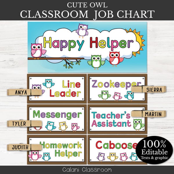 Classroom Jobs Chart - Etsy