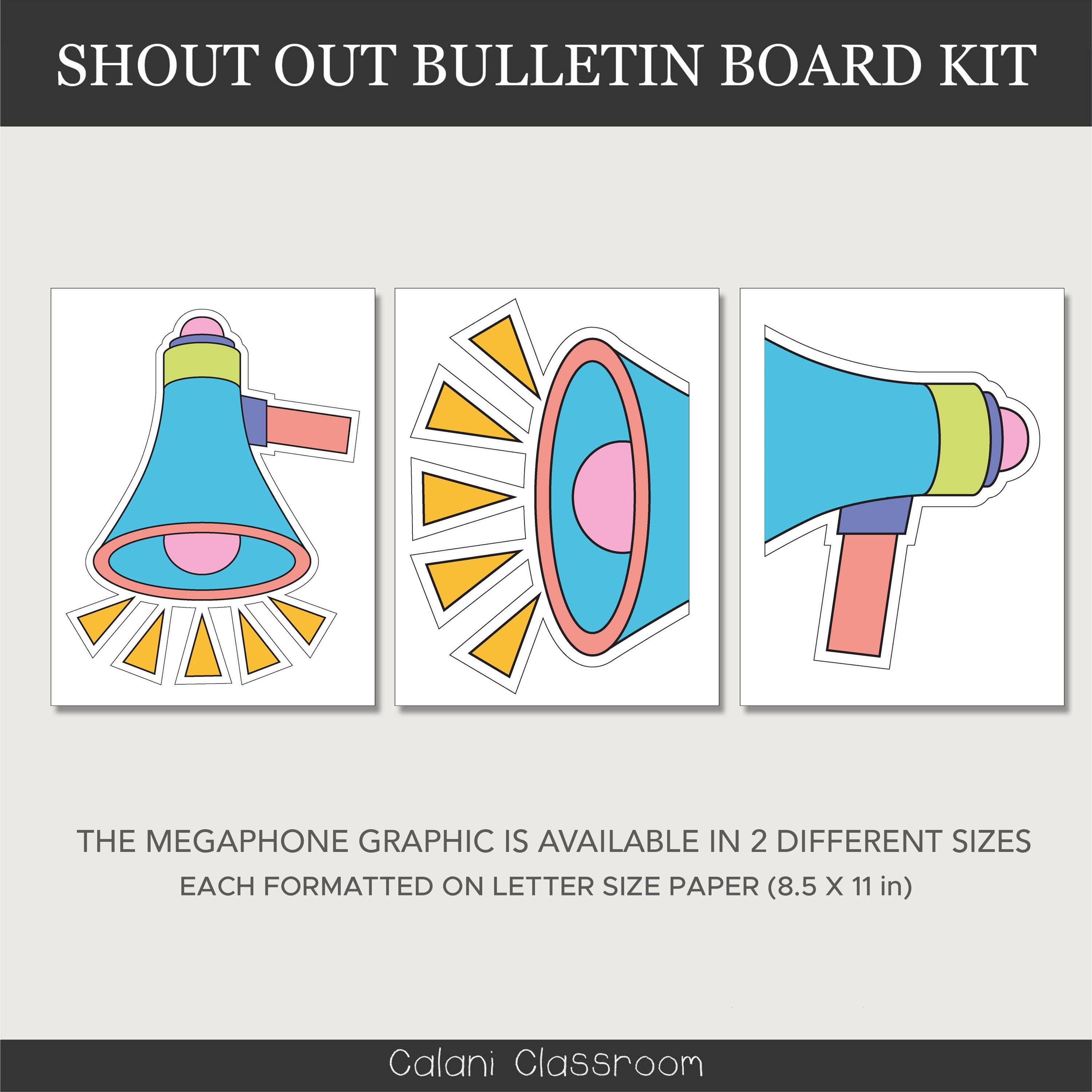 Staff Shout Out Bulletin Board Kit in Megaphone Varsity Theme (digital ...