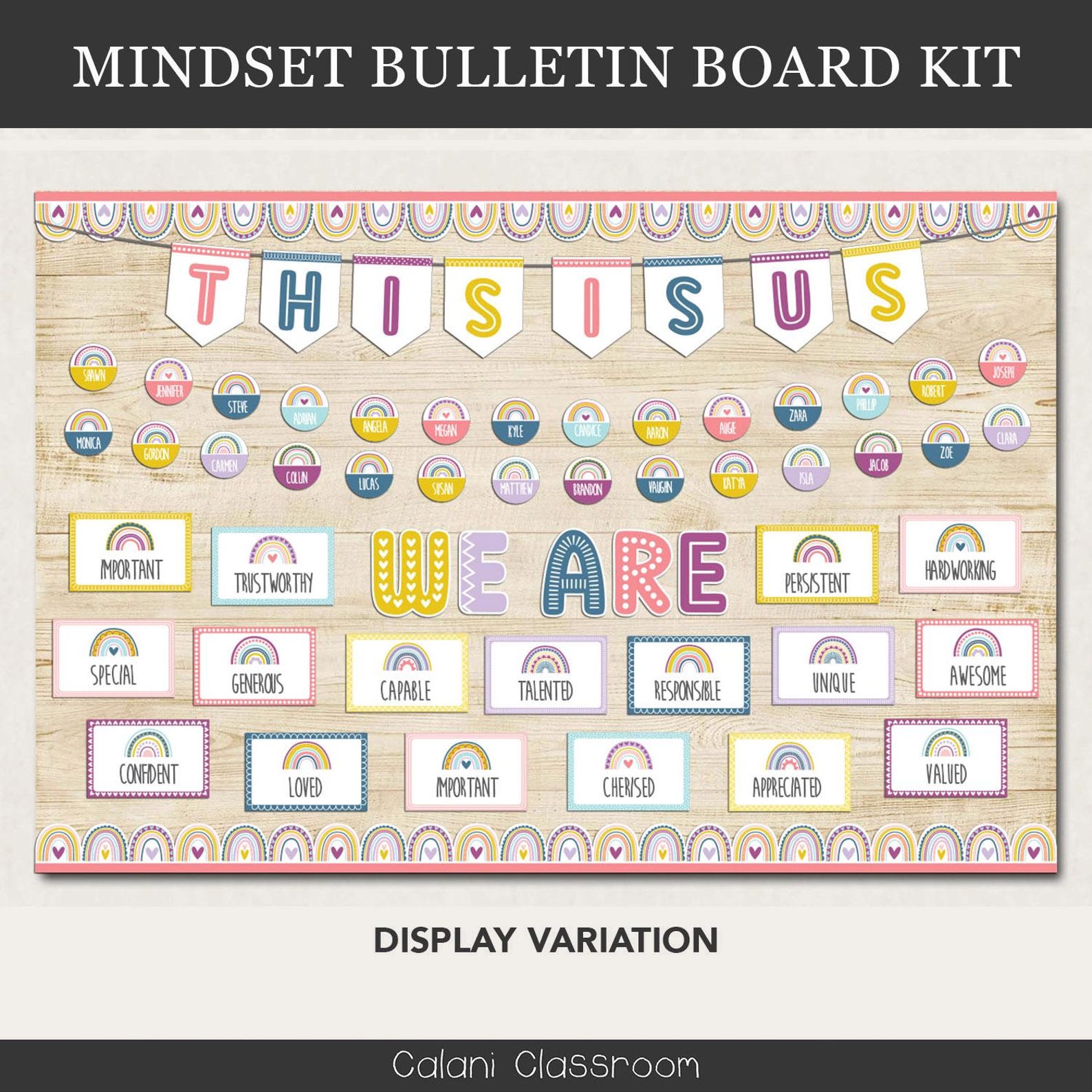 Positive Affirmation Bulletin Board, Classroom Door Decor, Bright Boho ...