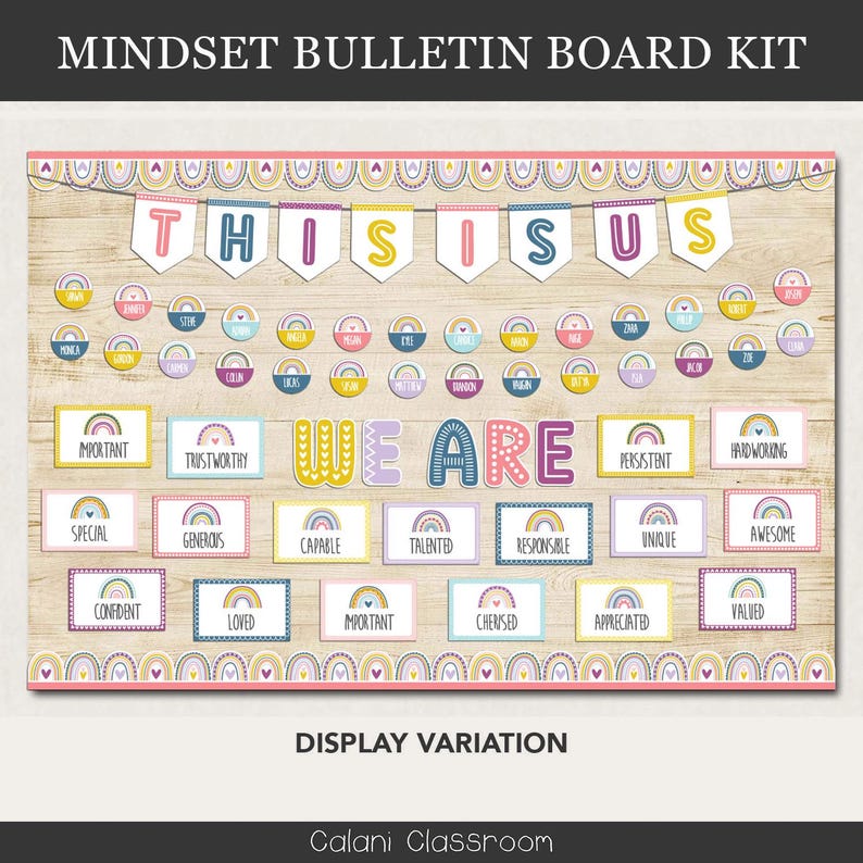 Positive Affirmation Bulletin Board, Classroom Door Decor, Bright Boho ...