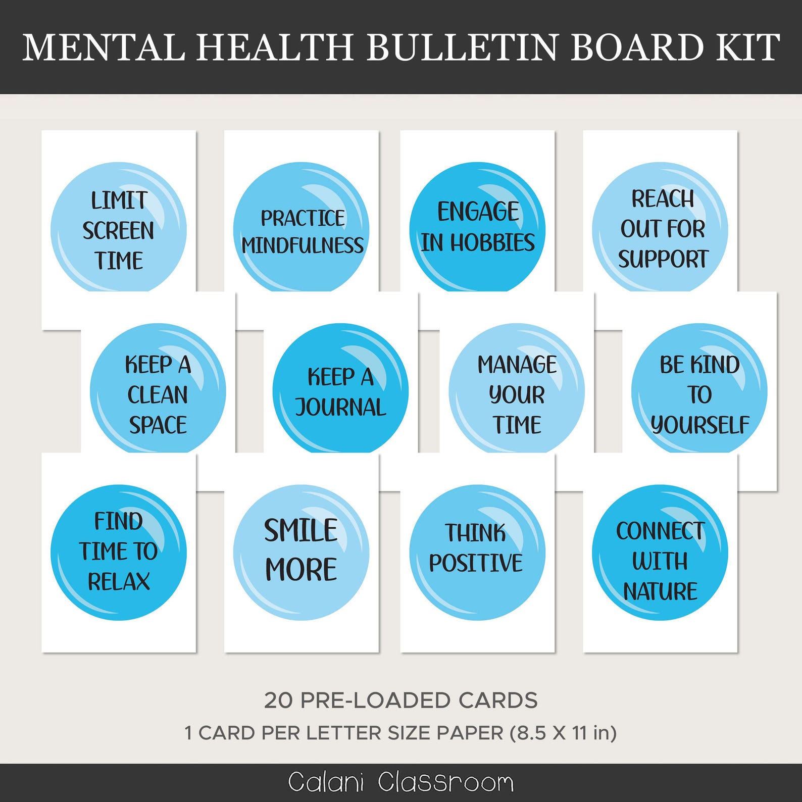 Mental Health Bulletin Board Kit, Mental Wellness Habits, Classroom ...