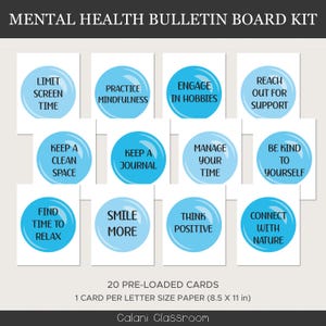 Mental Health Bulletin Board Kit, Mental Wellness Habits, Classroom ...