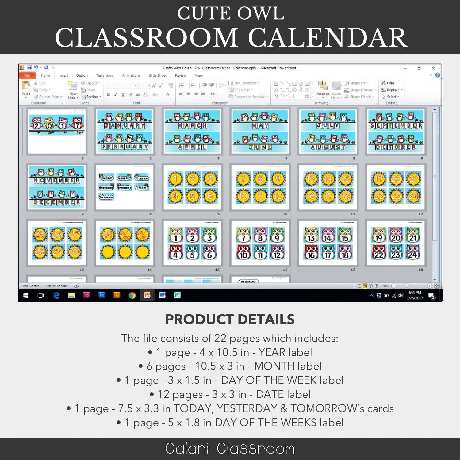 Calendar Classroom Decoration, Cute Owl Classroom Theme, Editable ...