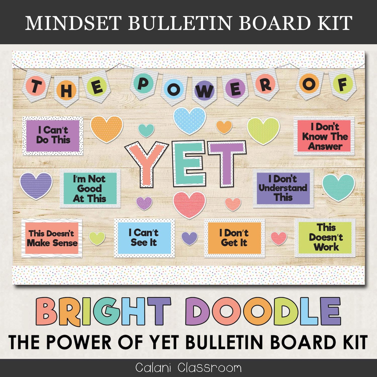 The Power of yet Bulletin Board Kit, Doodle Classroom Display ...