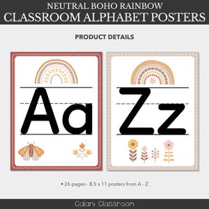 Alphabet Poster Classroom Decoration, Boho Rainbow Classroom, ABC ...