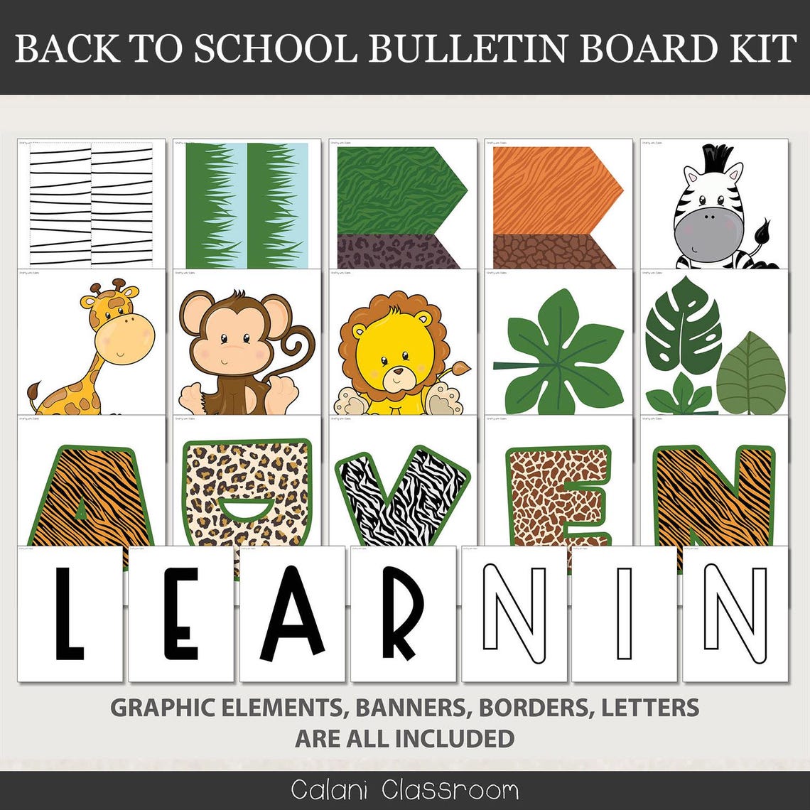 Back to School Bulletin Board Kit, Classroom Bulletin Board, Jungle ...