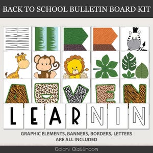 Back to School Bulletin Board Kit, Classroom Bulletin Board, Jungle ...