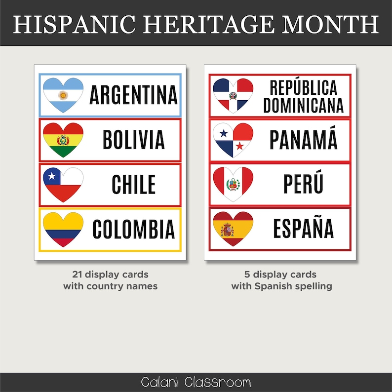 Hispanic Heritage Month, Hispanic Country Flags, Hispanic Country Heart ...