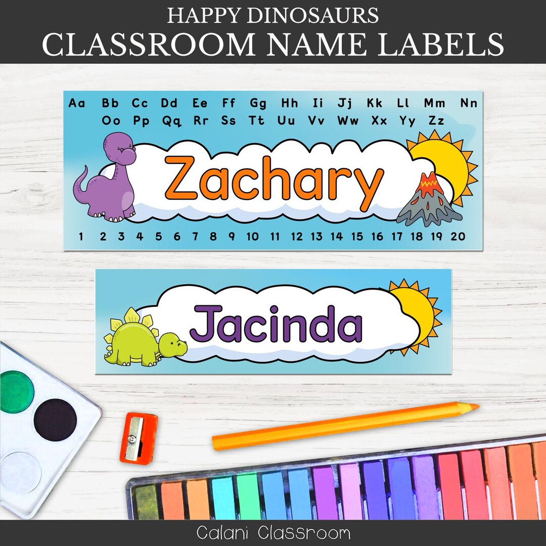 Classroom Name Plate Label, Dinosaurs Classroom Theme, Dino Name Label, Editable Student Name ...