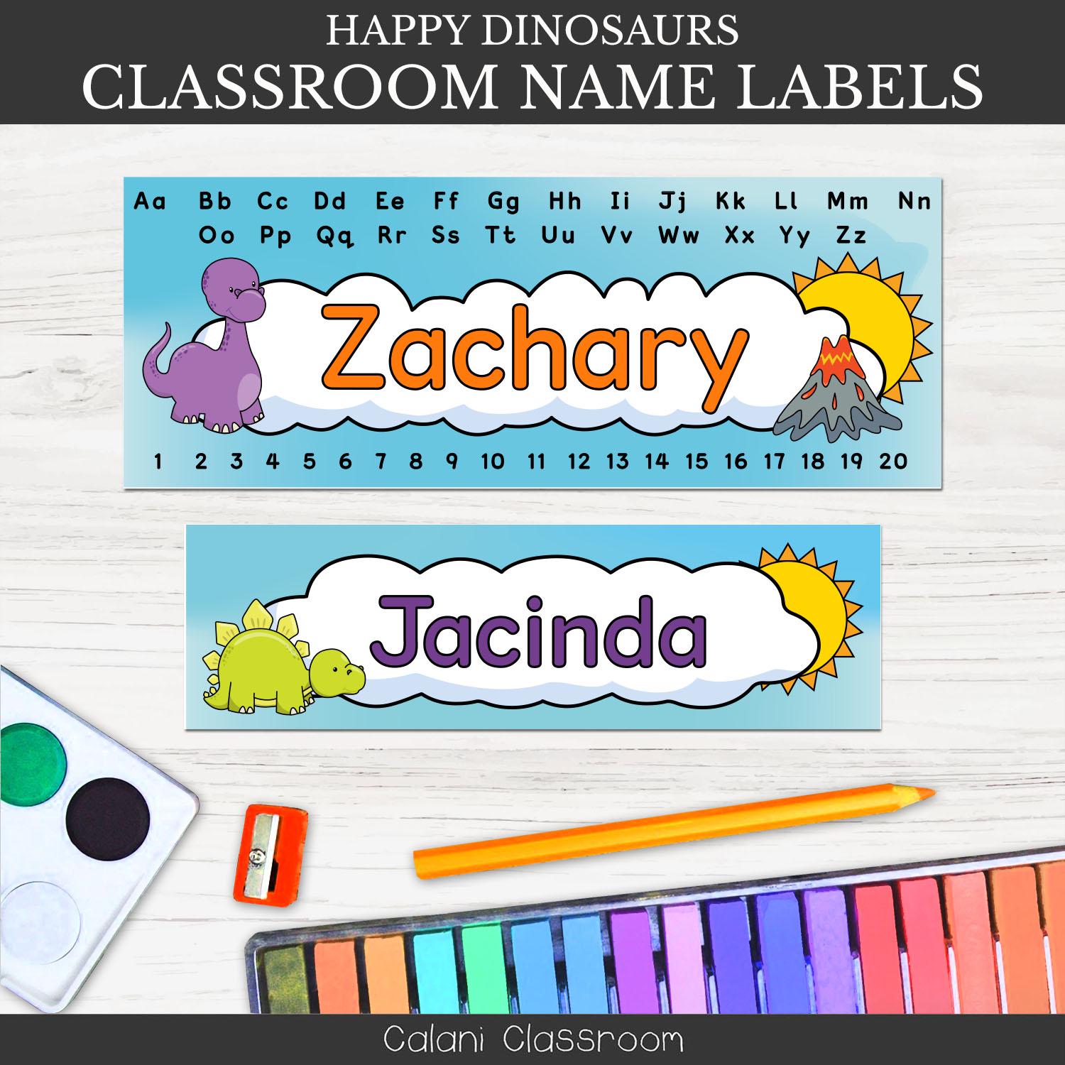 Classroom Name Plate Label, Dinosaurs Classroom Theme, Dino Name Label ...