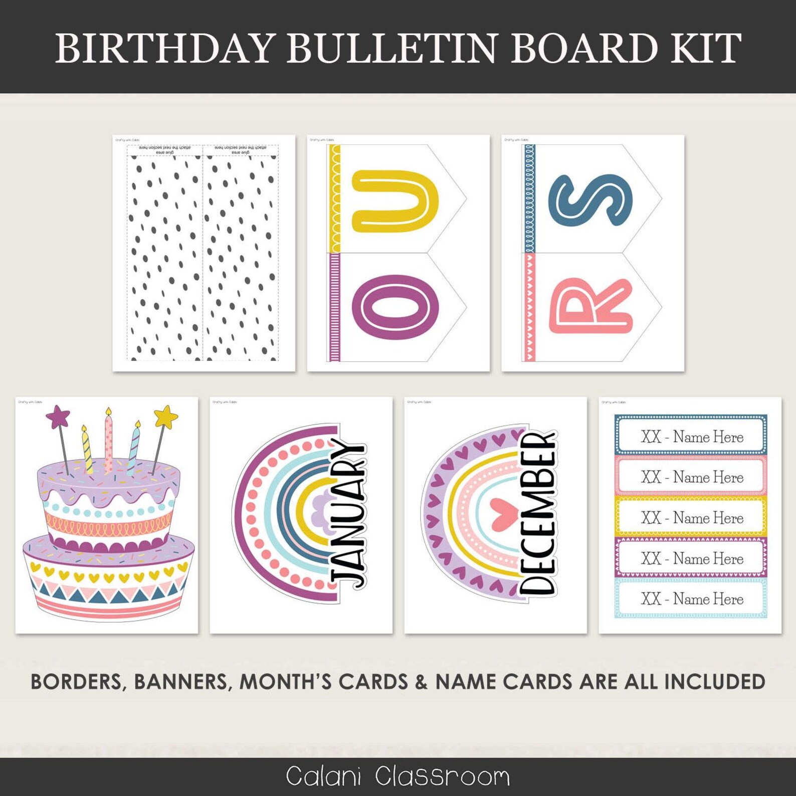 Birthday Board Classroom Decor, Rainbow Classroom Theme, Editable ...